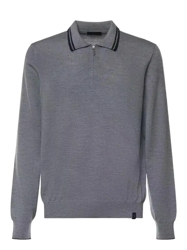 FAY Zip-up Wool Polo Shirt - Grey