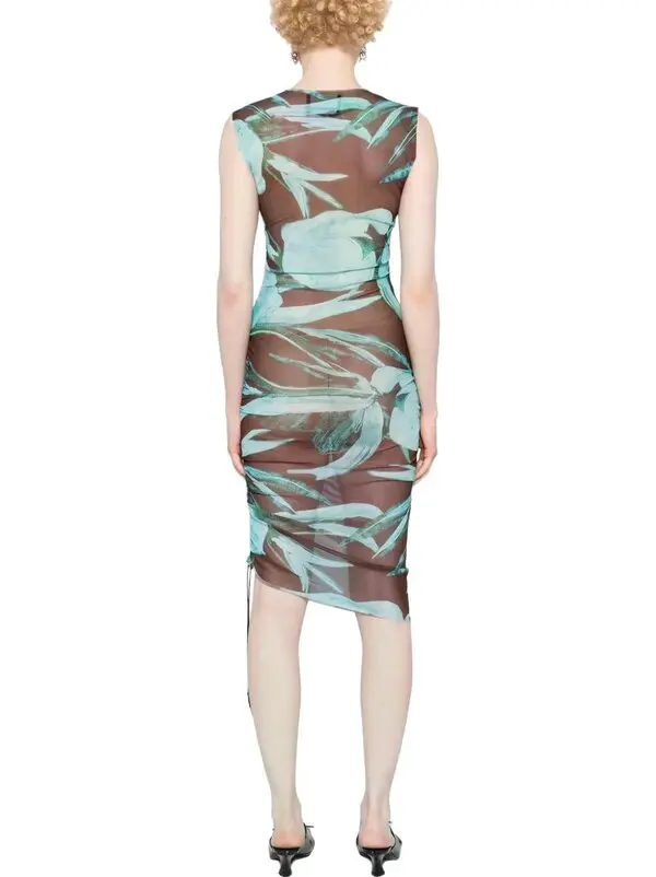 LOUISA BALLOU Heatwave Floral-print Sheer Midi Dress - Blue