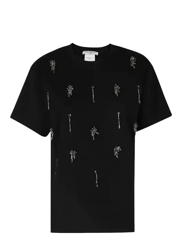 ISABELLE BLANCHE Crystal-embellished T-shirt - Black