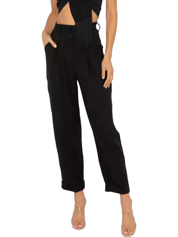 JBQ Kai Pleated High-waisted Trousers - Black