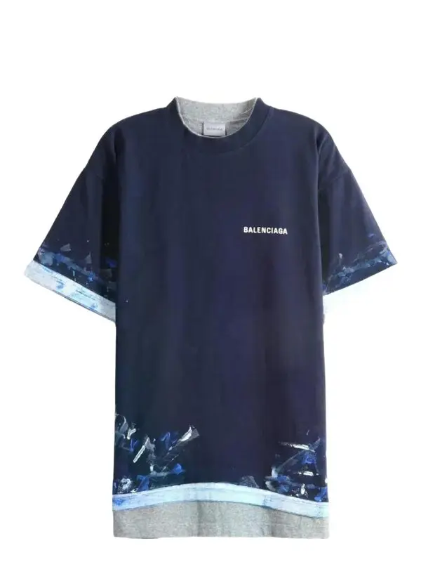 Balenciaga Layered Paint-splatter T-shirt - Blue