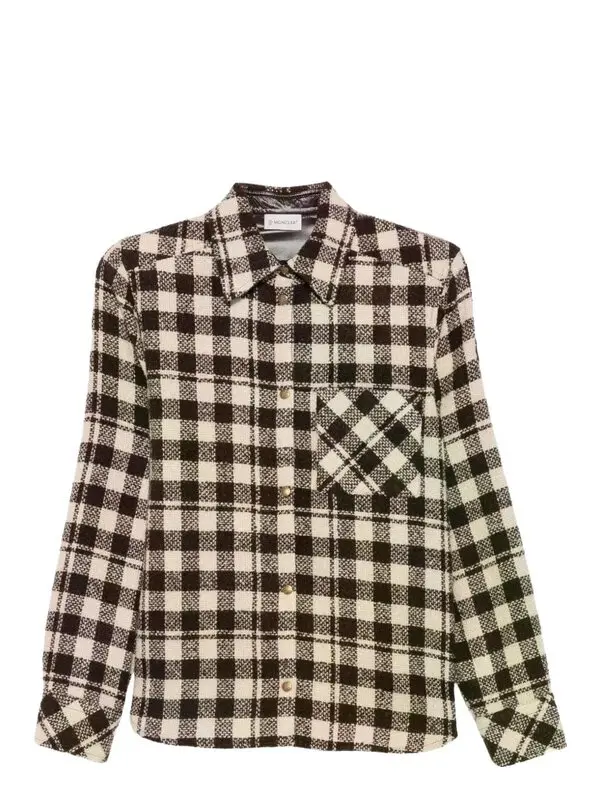 Moncler Check-print Chest-pocket Shirt - Brown