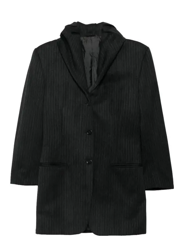 ROMEO GIGLI 1990s Pinstripe Shawl-collar Coat - Grey
