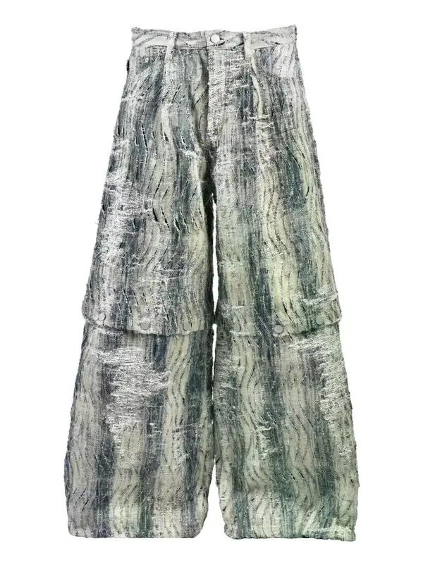 TAAKK Convertible Bleached Jacquard Jeans - Blue
