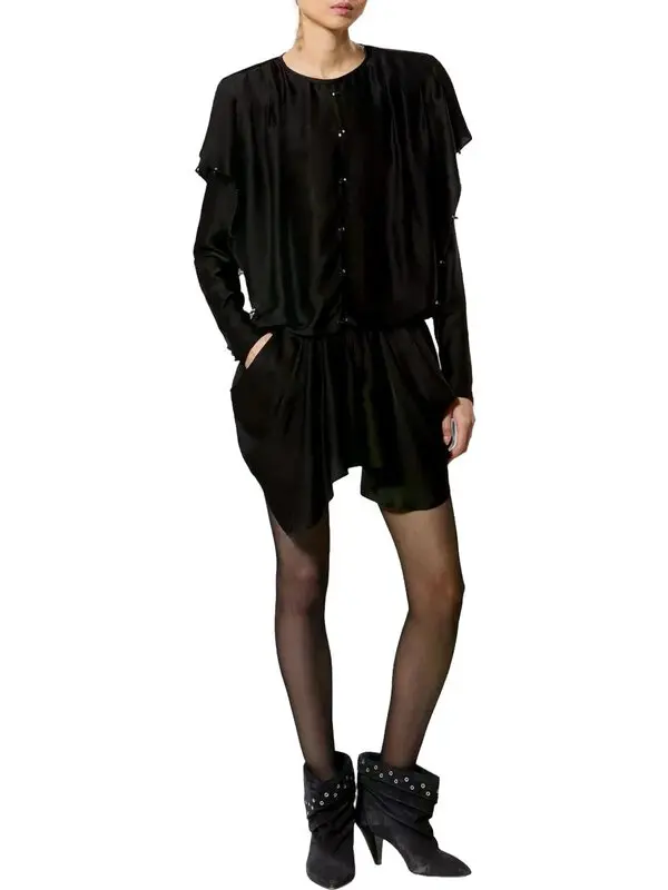 MARANT ETOILE Crystal-embellished Ruffled Mini Dress - Black