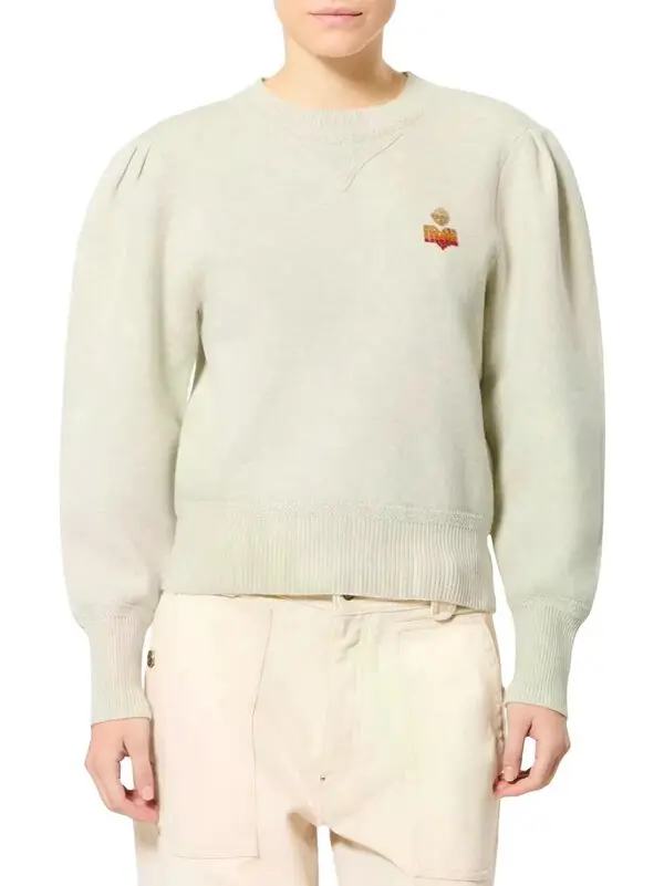 MARANT ETOILE Bead-embroidered Pleated-shoulder Sweatshirt - Neutrals