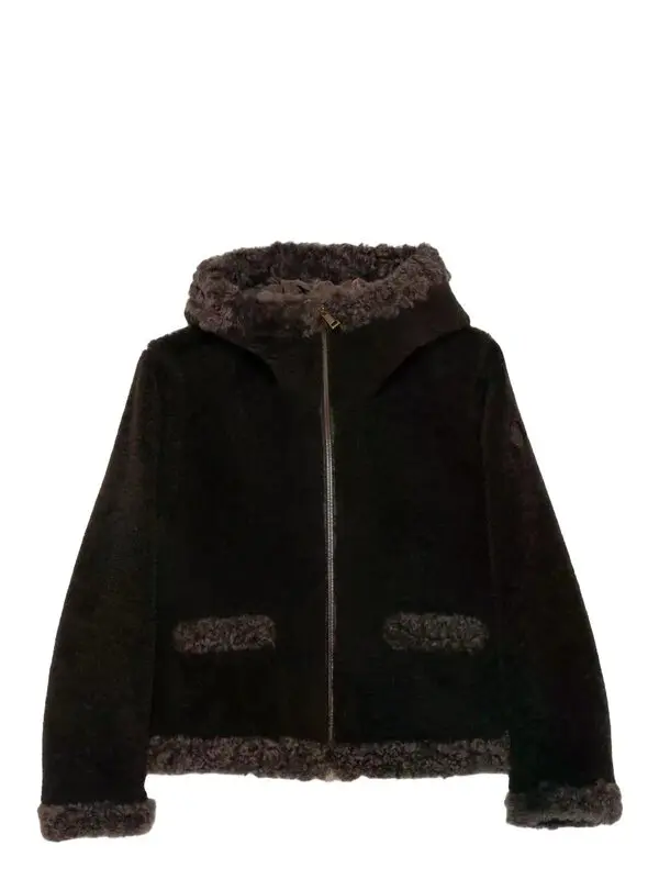 Moncler Shearling-trim Hooded Jacket - Brown