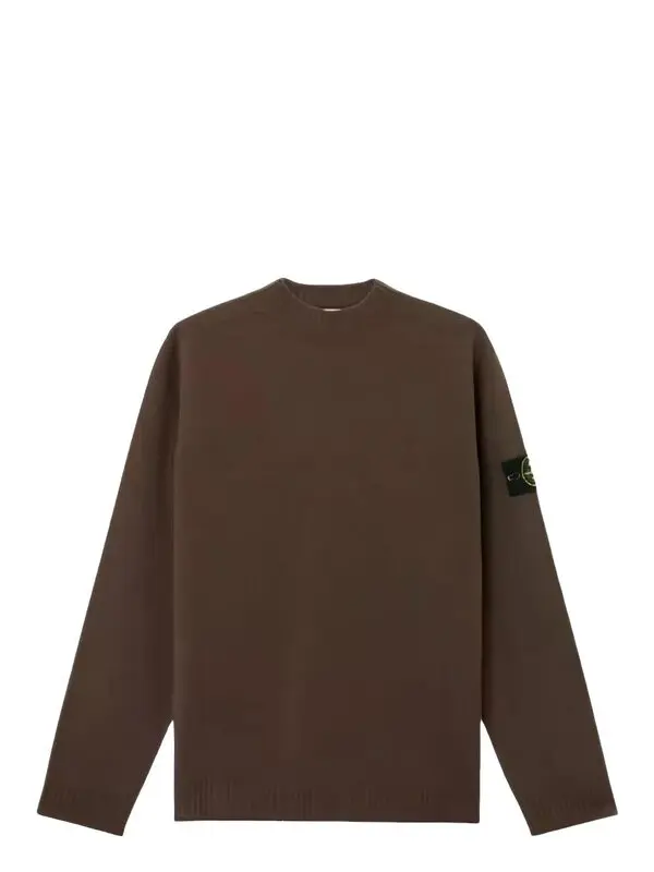 Stone Island Logo-patch Knit Sweater - Brown