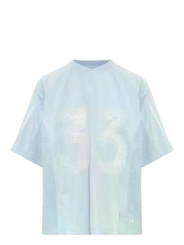 Adidas Logo-print Mesh-panel T-shirt - Blue