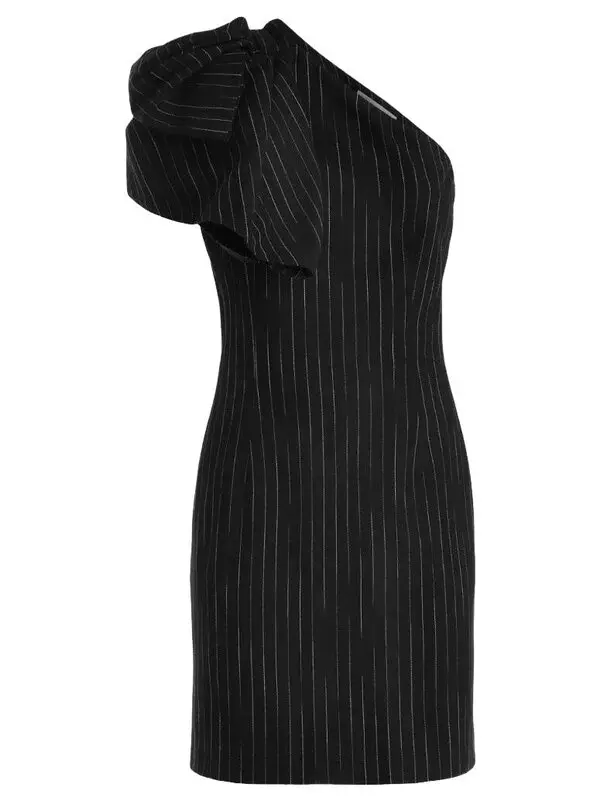 GENNY Pinstripe-pattern Bow-detail Mini Dress - Black