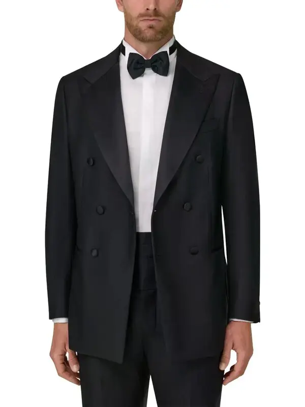 Boggi Milano Double-breasted Peak-lapel Blazer - Black
