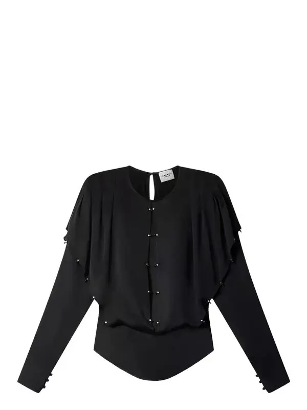 MARANT ETOILE Crystal-embellished Ruffled Top - Black
