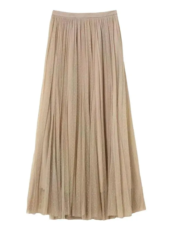 TWINSET Long Tulle Skirt With Lurex - Neutrals