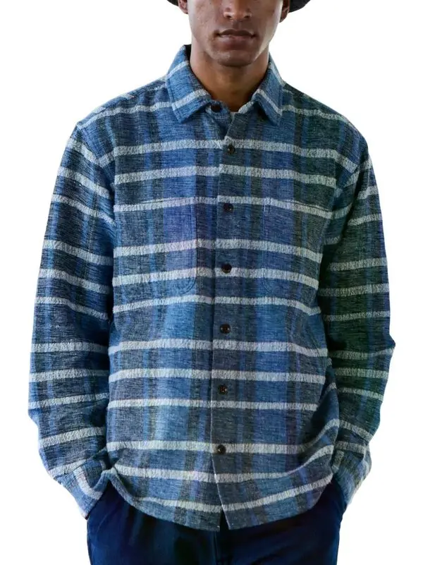 ORIGINAL MADRAS TRADING COMPANY No111 Round Tail Stripped Shirt - Blue