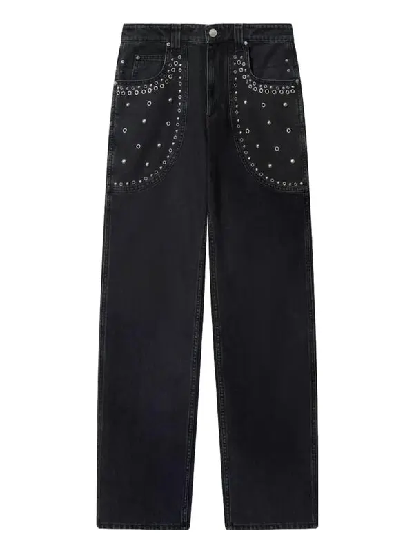 MARANT ETOILE Silka Eyelet-embellished Jeans - Black