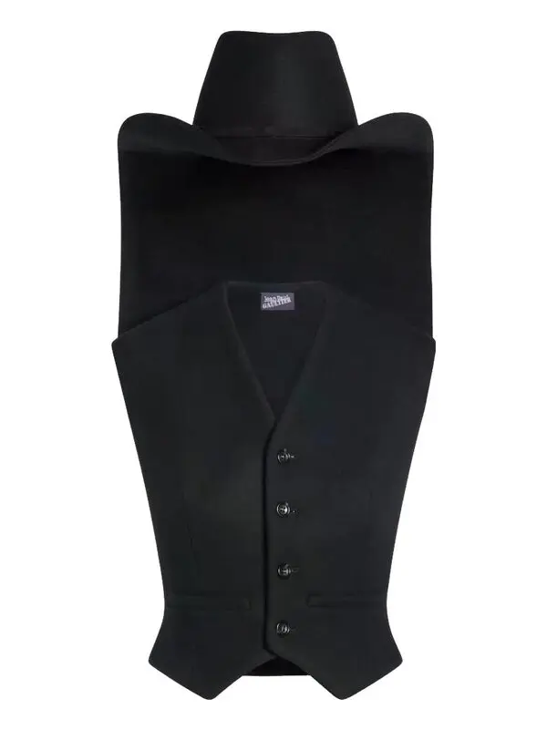 JEAN PAUL GAULTIER Hat-detail Tailored Gilet - Black