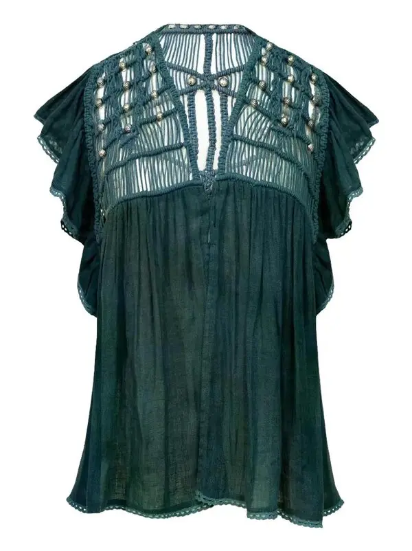 MES DEMOISELLES Mus Macramé Ruffled Blouse - Green