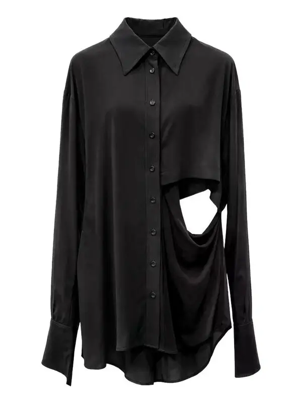 Andrea Ya'aqov Cut-out Draped Shirt - Black