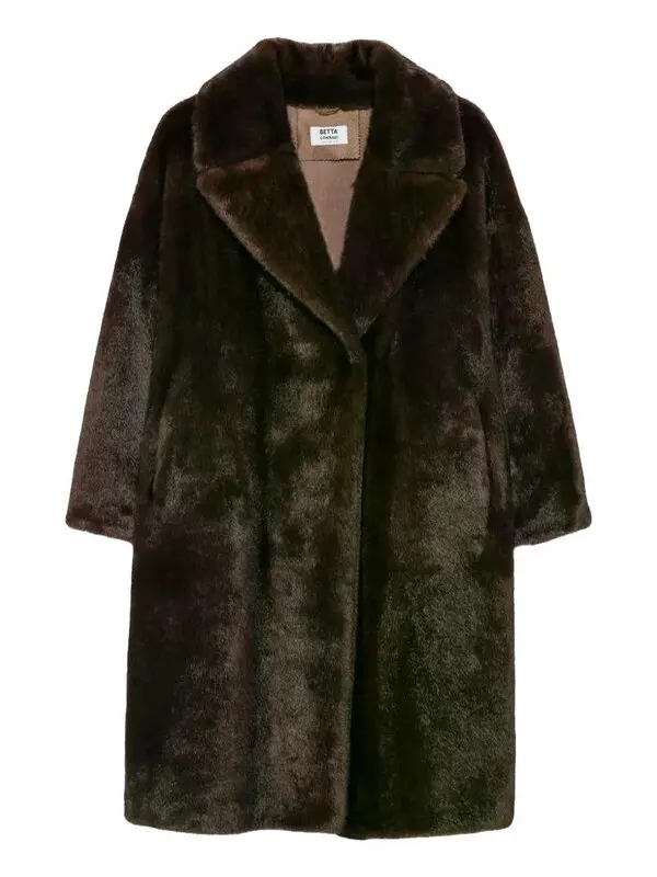 BETTA CORRADI Faux-fur Notch-lapel Coat - Brown