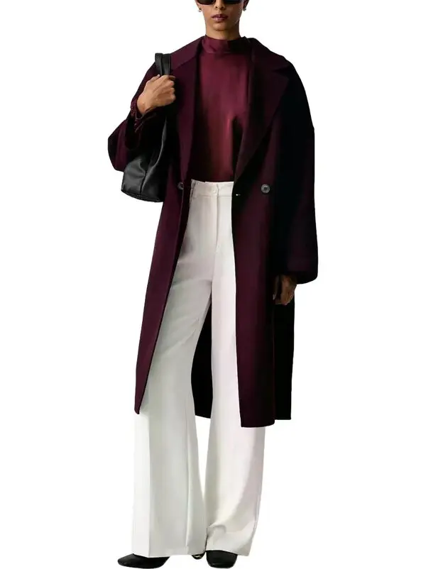 VICOLO Double-breasted Notched-lapels Coat - Red
