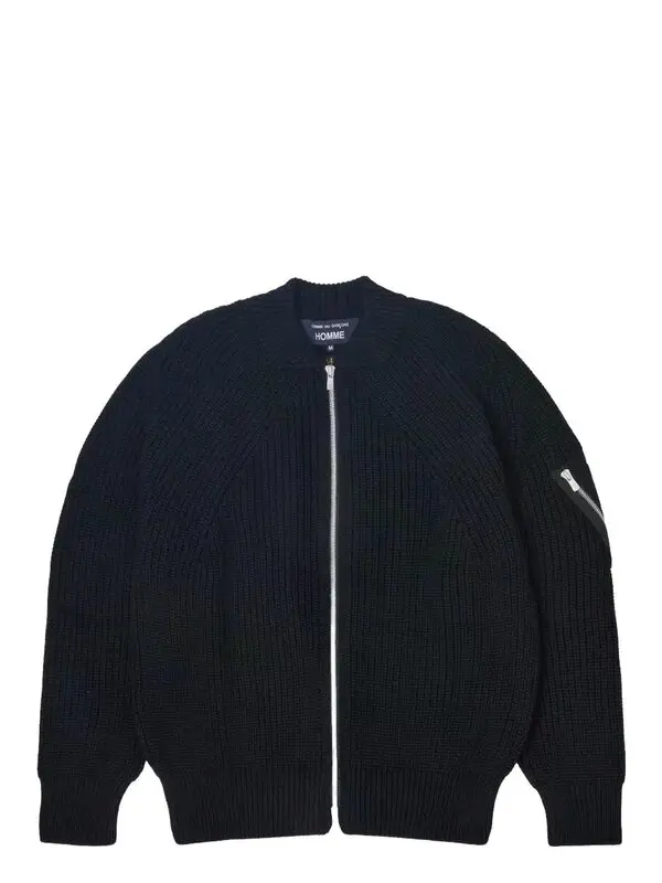 Comme Des Garçons Ribbed-knit Zip-up Cardigan - Black