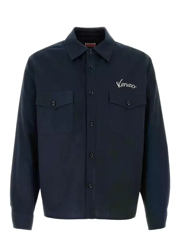 Kenzo Varsity Logo-embroidered Shirt - Blue