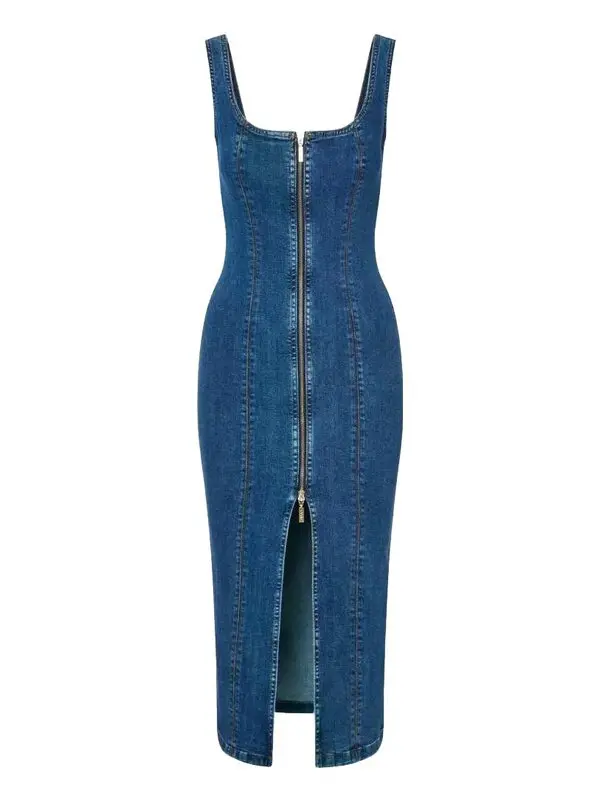 Liu Jo Midi Denim Dress With Zip - Blue