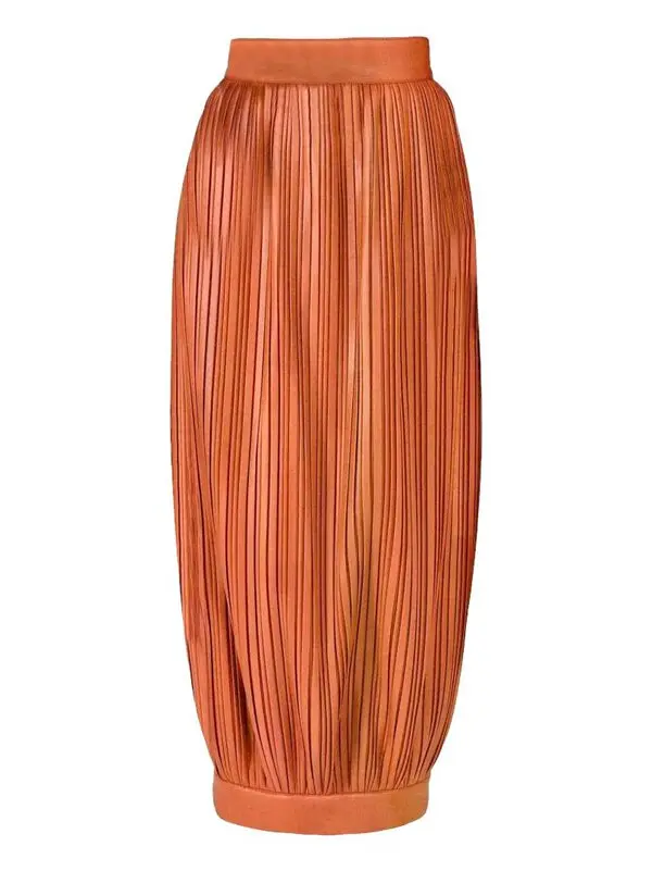 ROWEN ROSE Pleated Balloon Midi Skirt - Orange