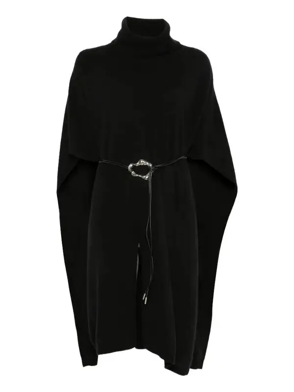 PHILO-SOFIE Belted High-neck Cape - Black