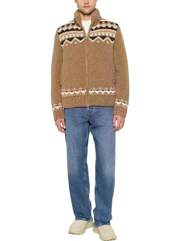 Moncler Fair-isle Padded Jacket - Brown