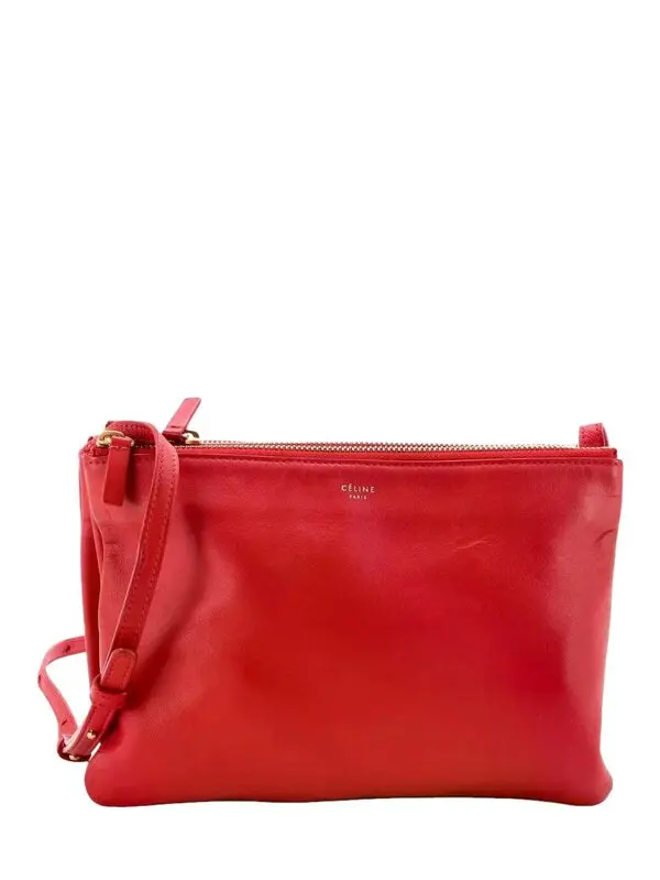 Celine Trio Leather Large Crossbody Bag - Red
