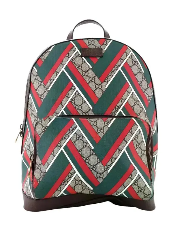 Gucci Zip Pocket Printed Gg Coated Canvas Medium Backpack - Brown