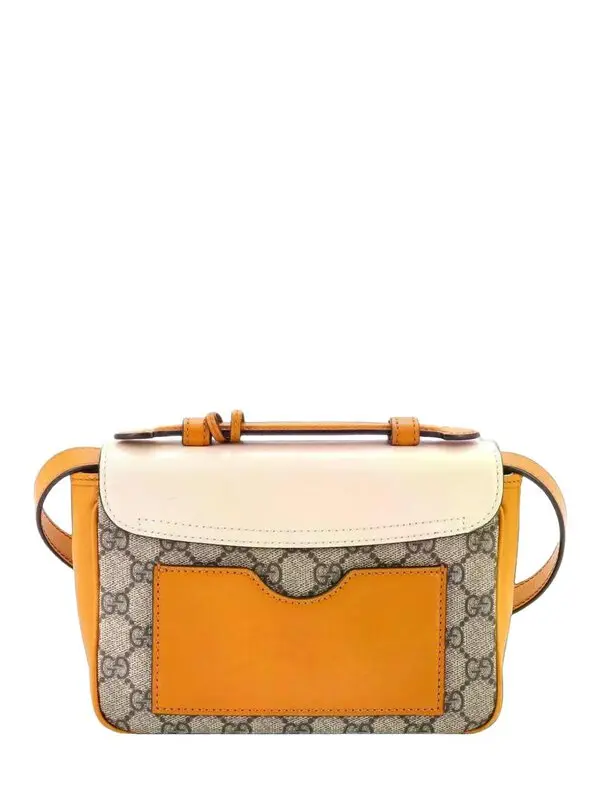 Gucci Padlock Front Pocket Flap Gg Coated Canvas And Leather Mini Shoulder Bag - Orange