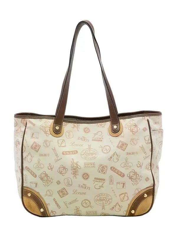 Loewe 2006 160th Anniversary Suede Trimmed Canvas Tote Bag - Neutrals