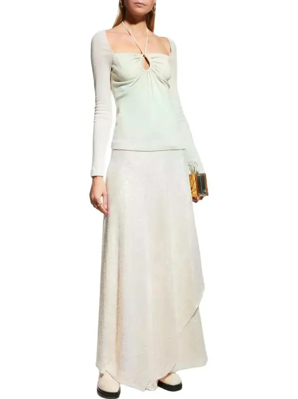 Rosetta Getty Ruched Drawstring Cutout Top - Neutrals