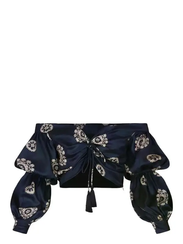 ANDRES OTALORA Zinu Cropped Off-the-shoulder Blouse - Blue
