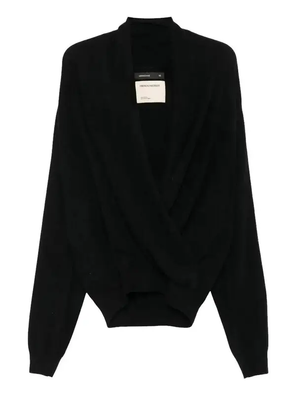Frenckenberger Wrap-design Sweater - Black