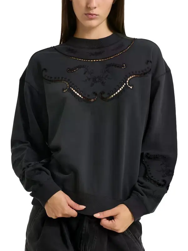 MARANT ETOILE Floral-embroidered Sweatshirt - Black