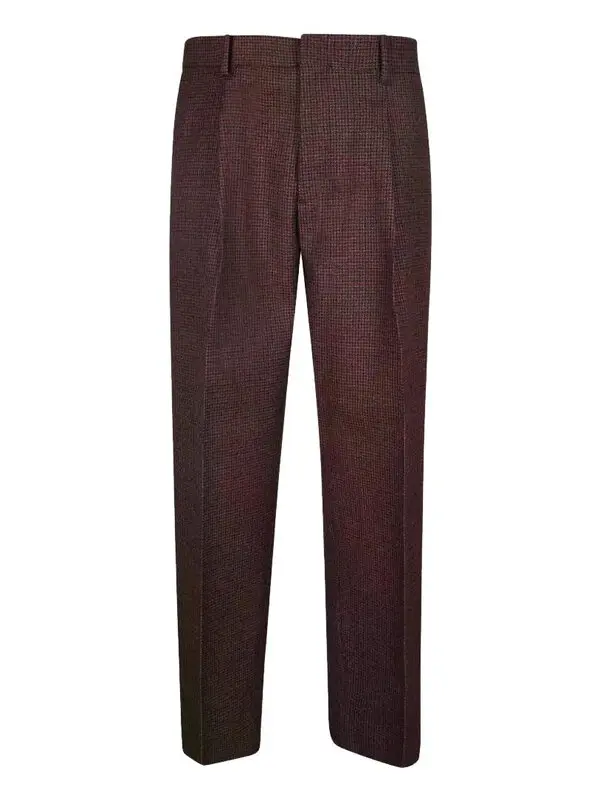 COSTUMEIN Check-pattern Pressed-crease Trousers - Brown