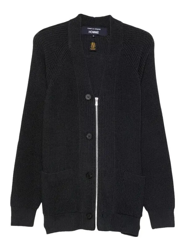 Comme Des Garçons Ribbed-knit Zip-up Cardigan - Blue