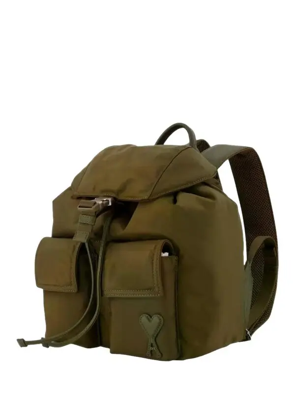 AMI Paris Small Marcel Flap Backpack - Brown