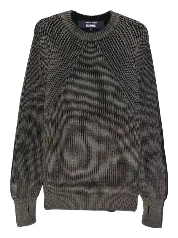 Comme Des Garçons Ribbed-knit Raglan-sleeve Sweater - Grey