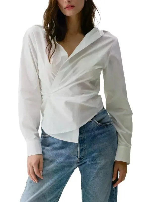 CISSA Fitted Wrap Shirt - White