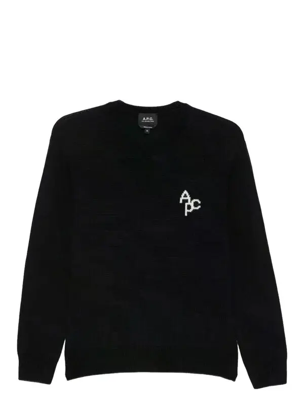 A.p.c. Logo-embroidered Crew-neck Sweater - Blue