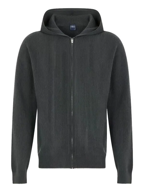 Fedeli Zip-up Hooded Cardigan - Grey