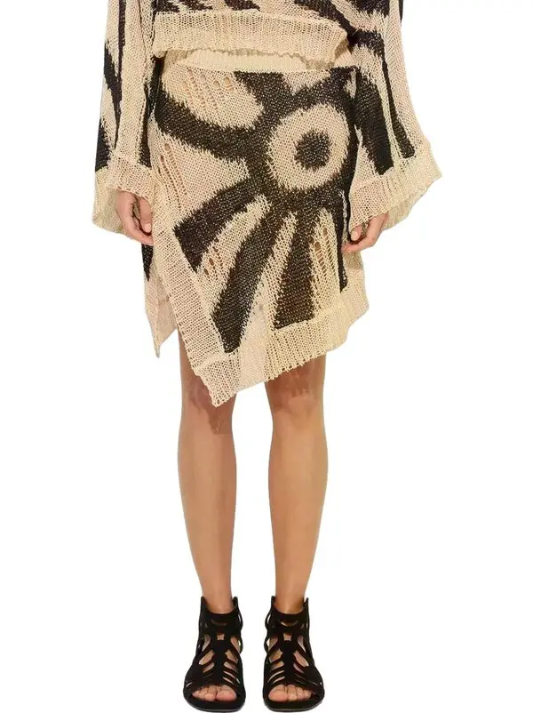 Emilio Pucci Marmo-print Linen Asymmetrical Skirt - Neutrals