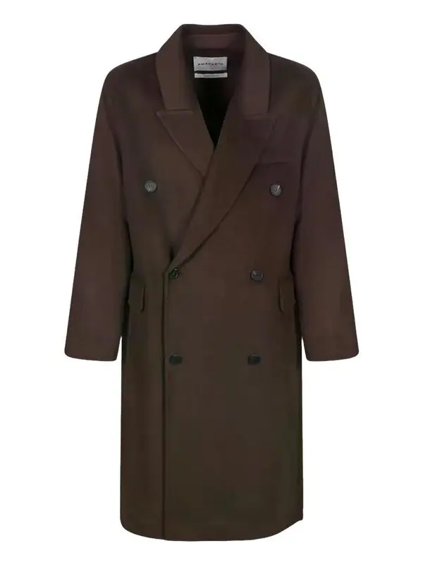 AMARANTO Double-breasted Coat - Brown