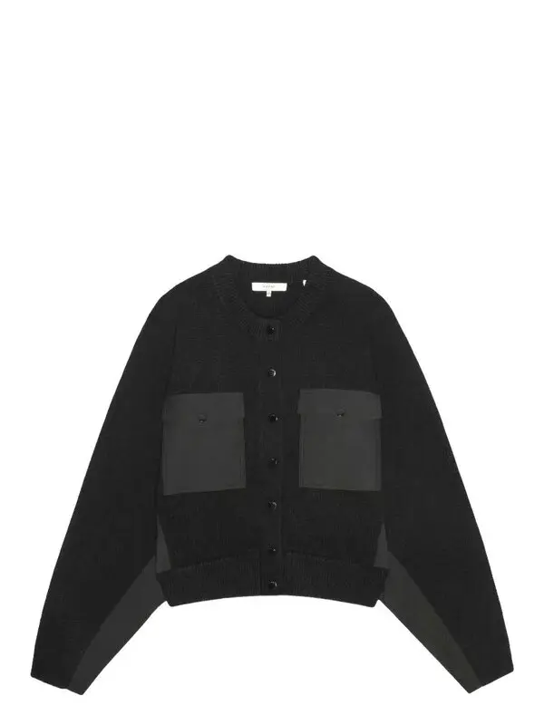 FRAME Panelled Flap-pocket Cashmere Cardigan - Black