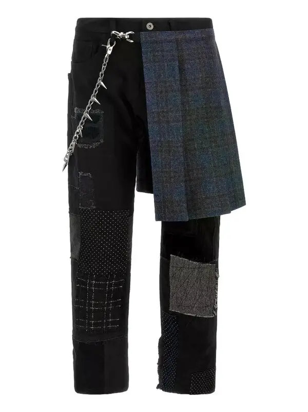 Junya Watanabe Kilt-panel Patchwork Jeans - Black