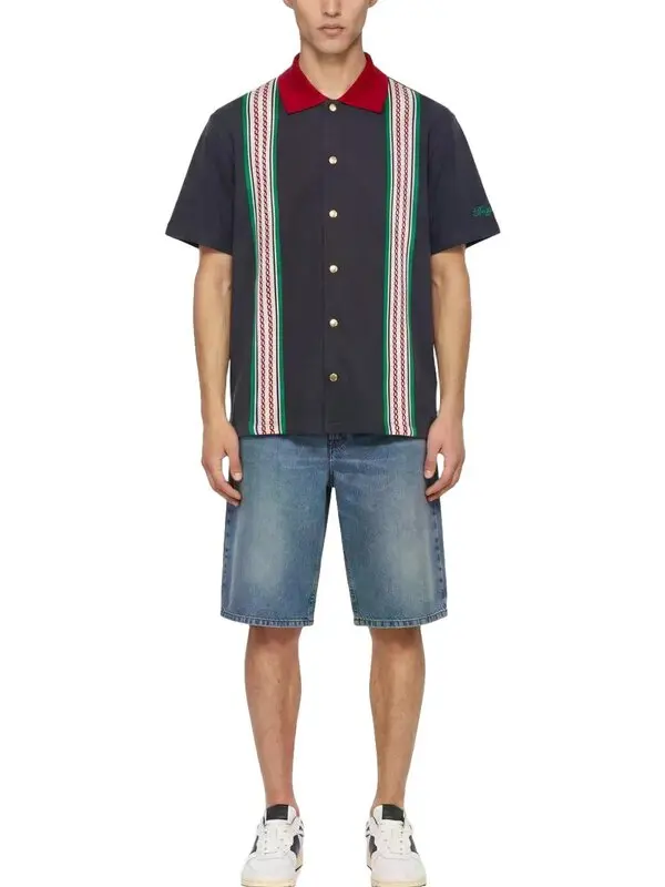 Drole De Monsieur Stripe-detail Short-sleeve Shirt - Grey
